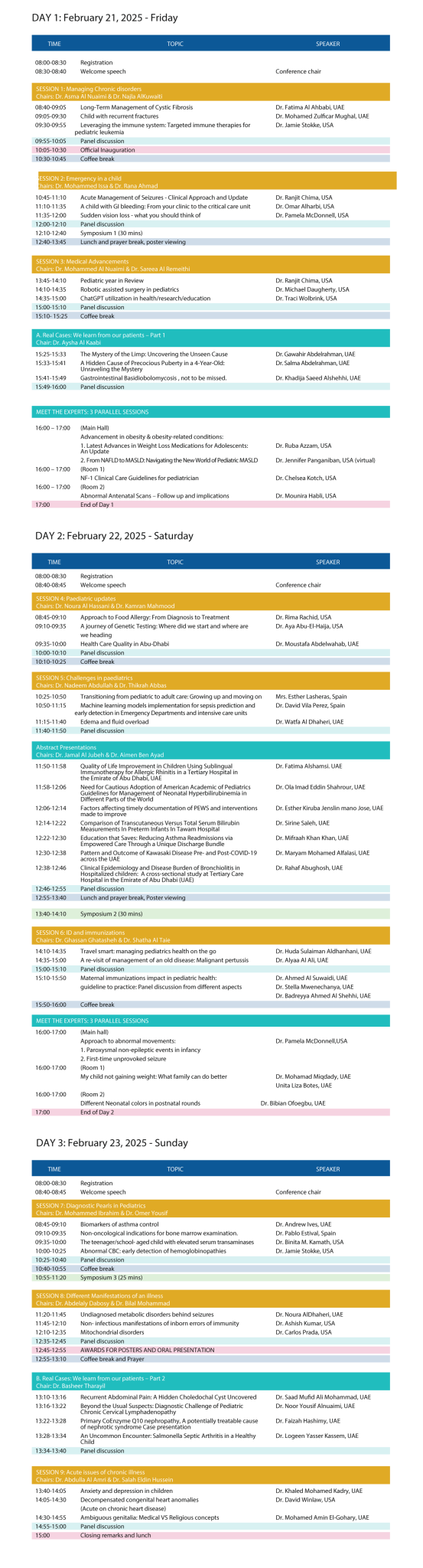 Agenda-Pediatrics – 20th SEHA International Pediatric Conference